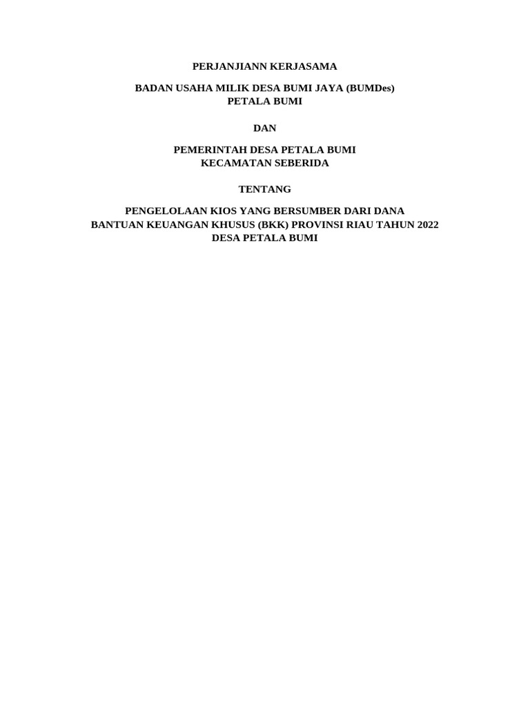 Perjanjian Kerjasama | PDF