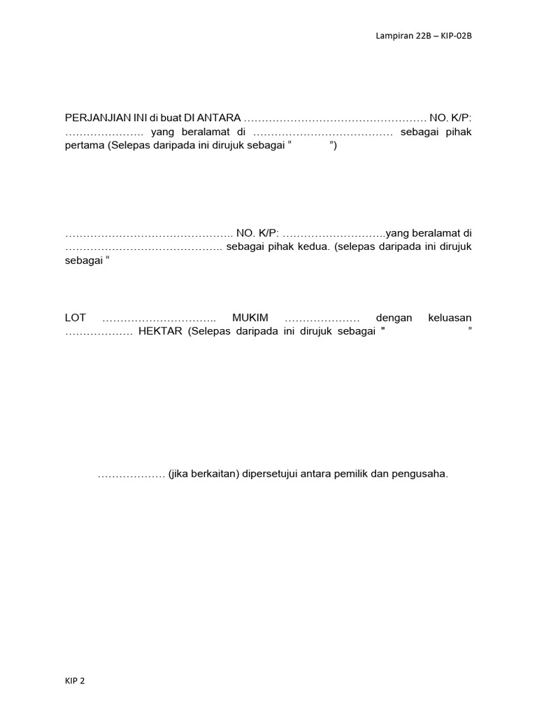 Lampiran 22b Perjanjian Sewa Kip 02b | PDF