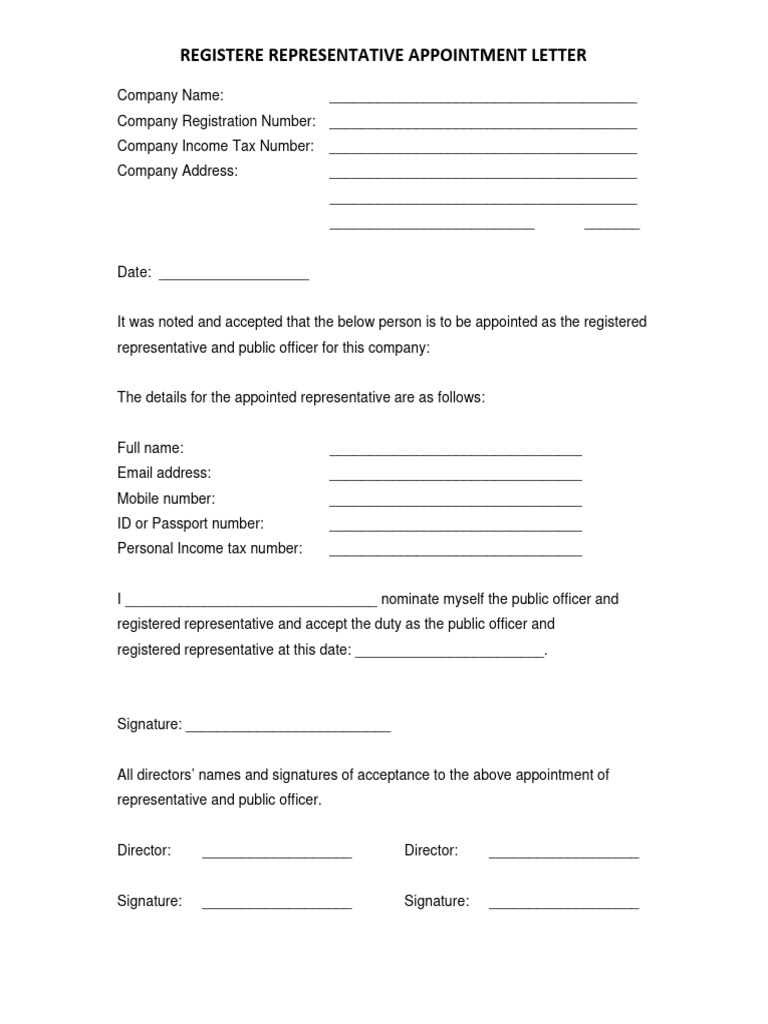 Registered Representative Appointment Letter | PDF
