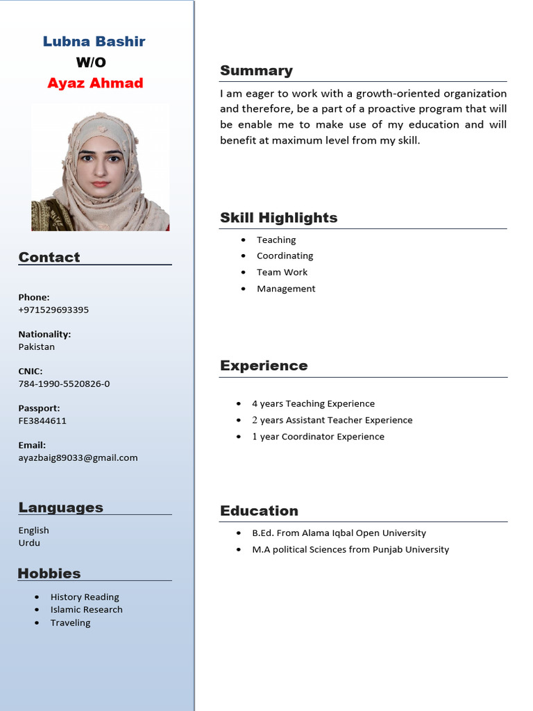 Lubna Bashir CV | PDF