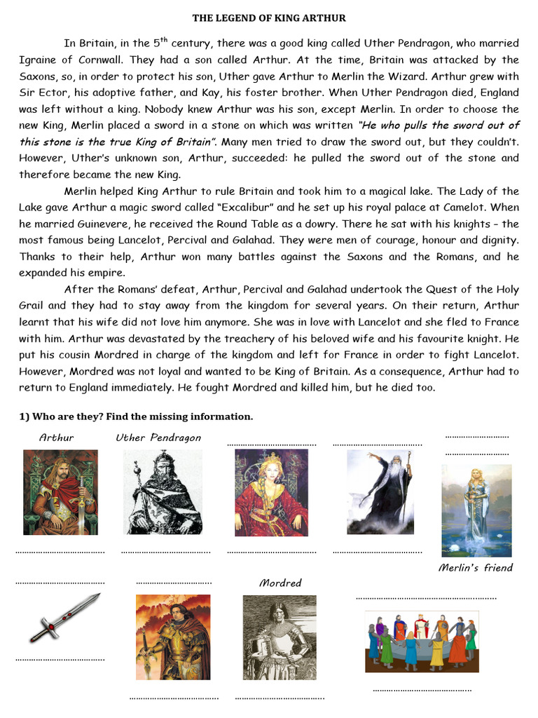 CE 1 The Legend of King Arthur | PDF | King Arthur | Galahad