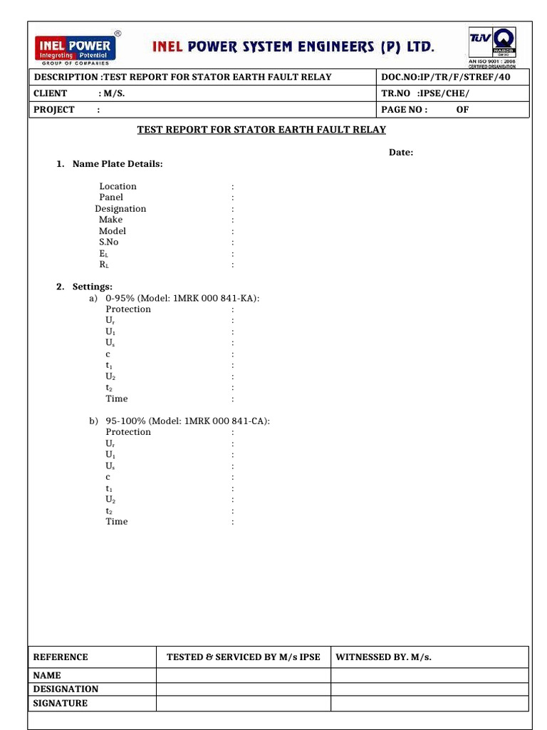 40-STATOR EARTH FAULT RELAY | PDF