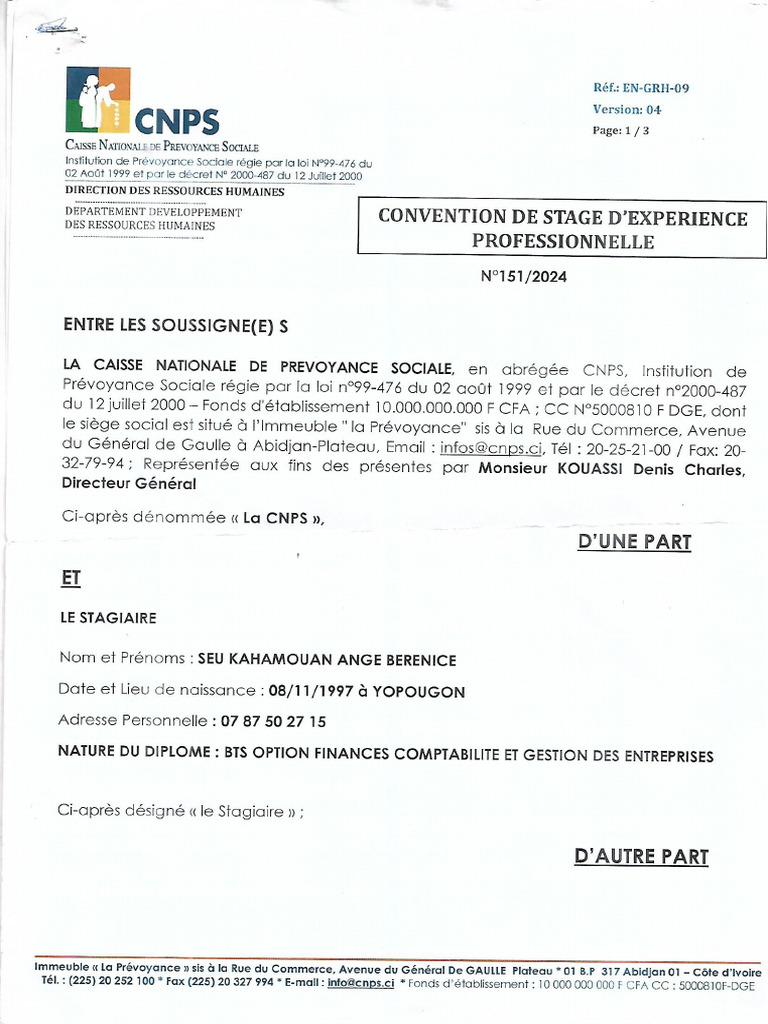 Convention de Stage | PDF