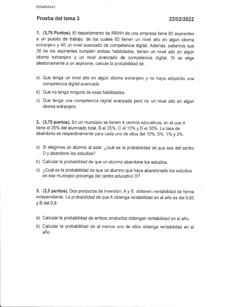 Examen Probabilidad Est1 | PDF