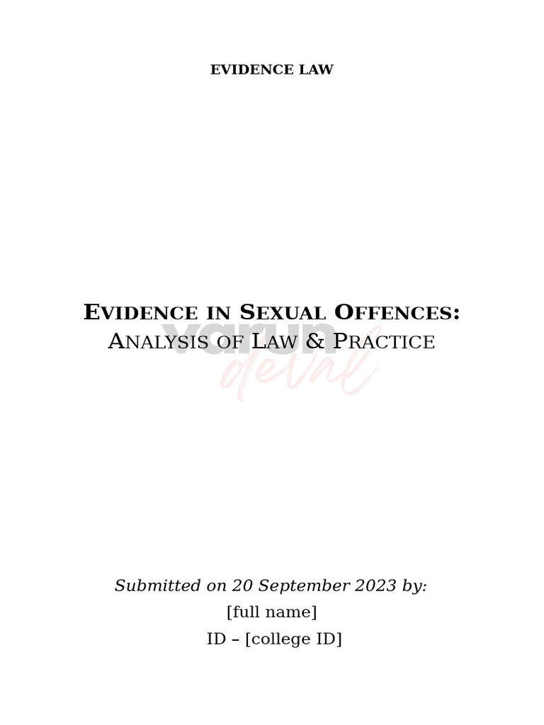 Evidence in Sexual Offences | PDF | Rape | Social Science