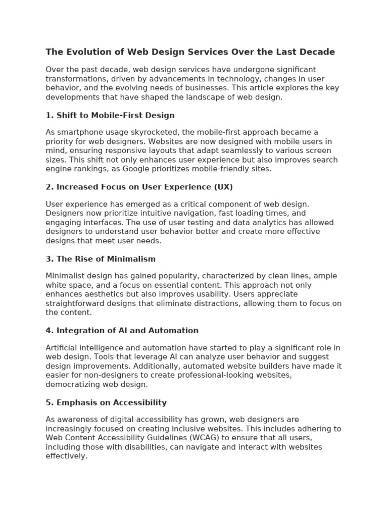The Evolution of Web Design Services Over The Last Decade | PDF | Web ...