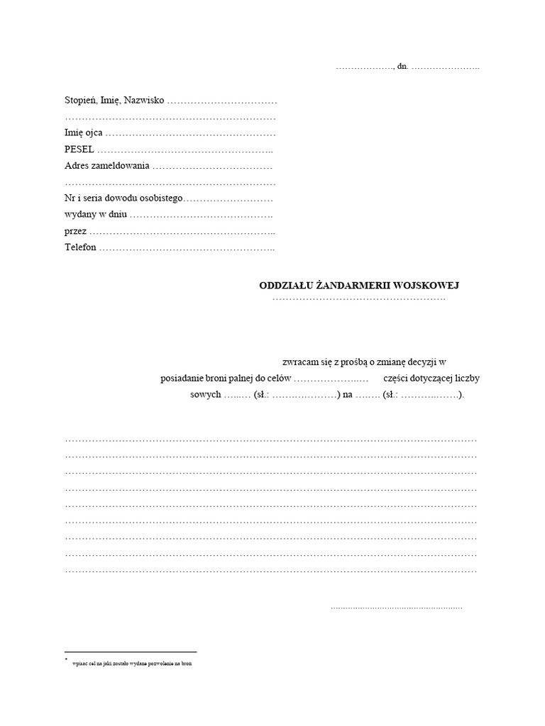 Podanie o Zmiane Pozwolenia Na Bro W Trybie Art 155 | PDF