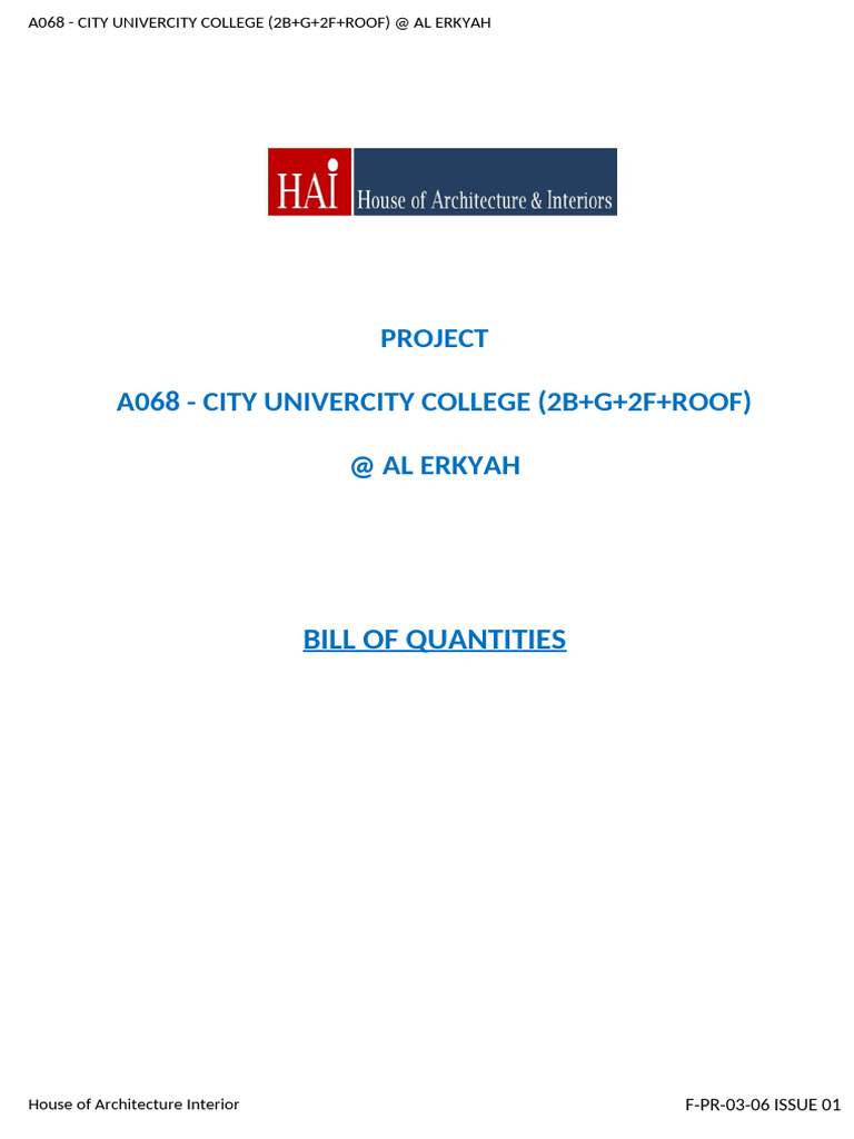 Civil Work Boq | PDF