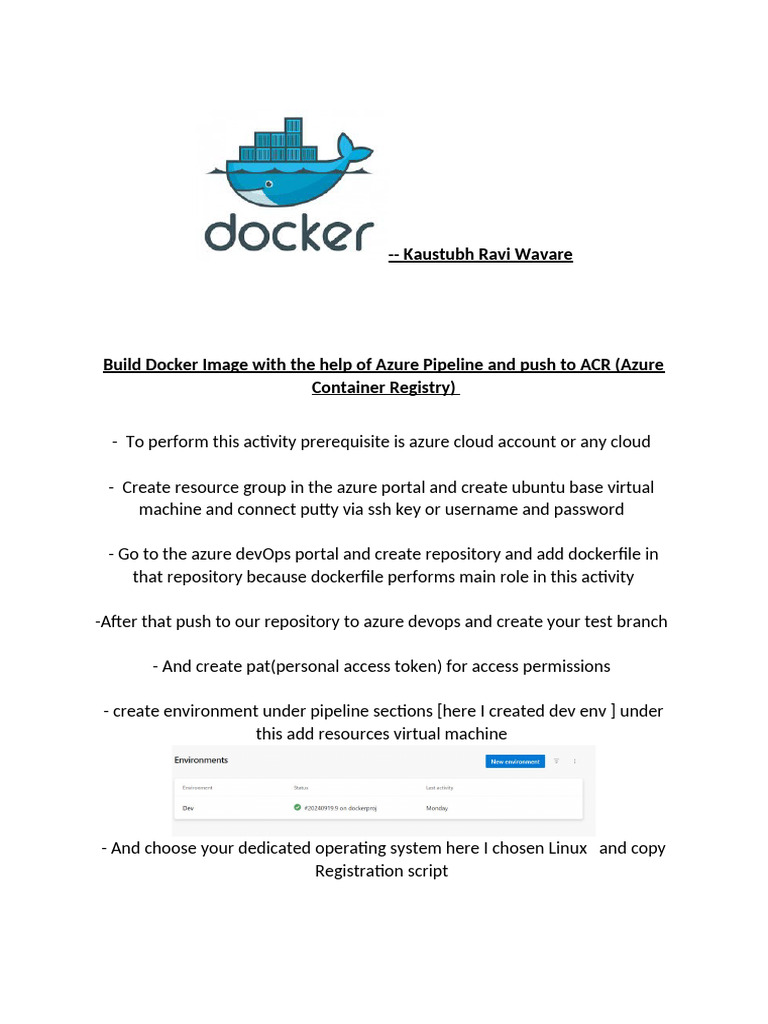 Build Docker Image With The Help Of Azure Pipeline And Push To Acr 3040