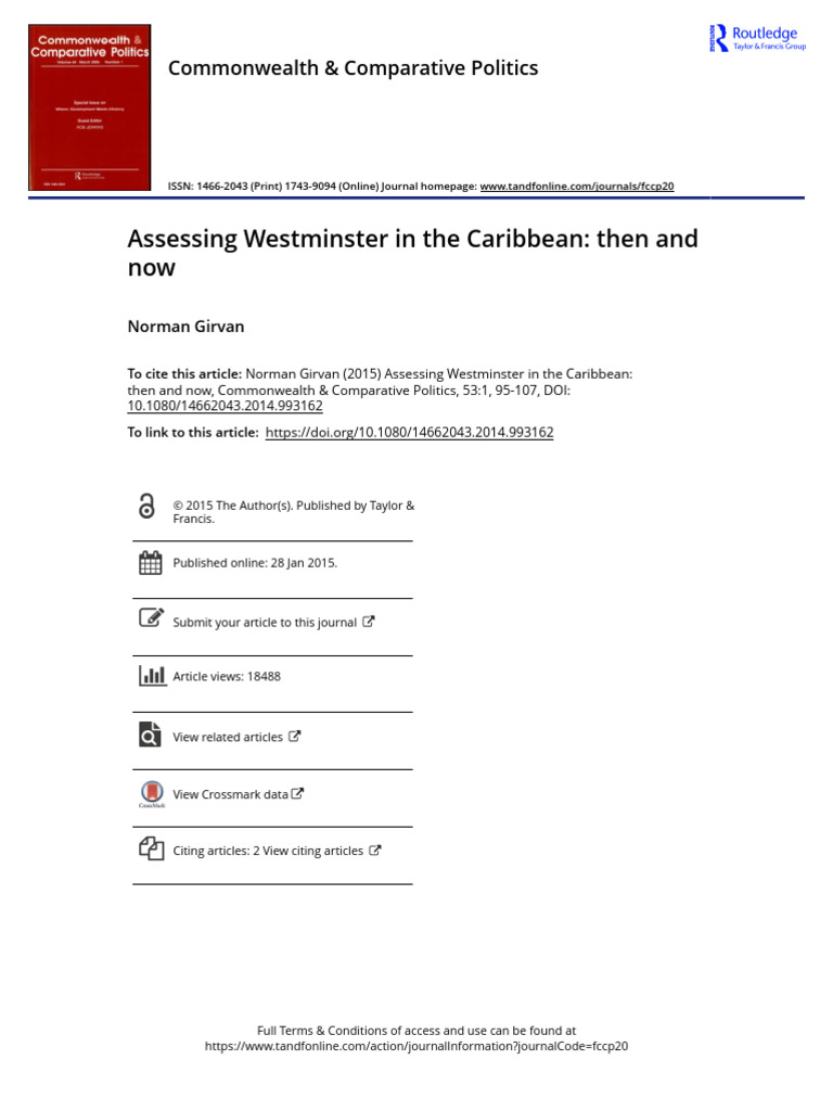 Westminster Model in Caribbean Politics | PDF | Political Science
