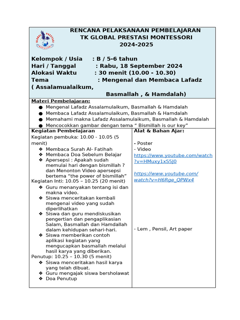 Ms Dewi - RPP Religion | PDF