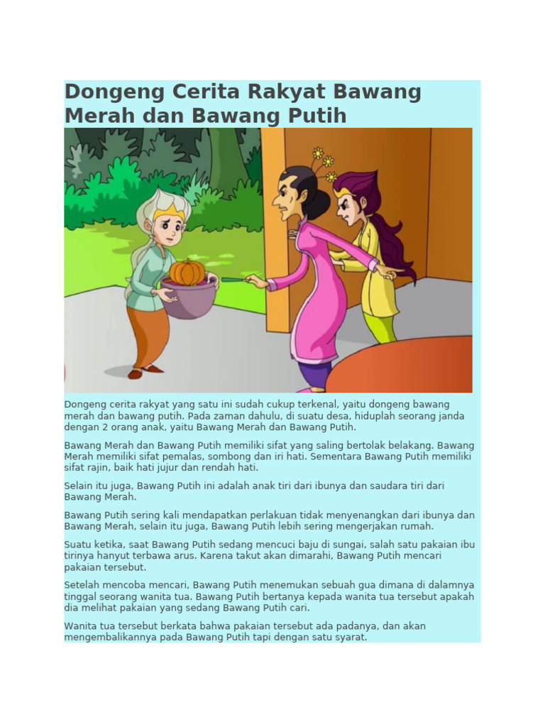 Dongeng Cerita Rakyat Bawang Merah Dan Bawang Putih | PDF