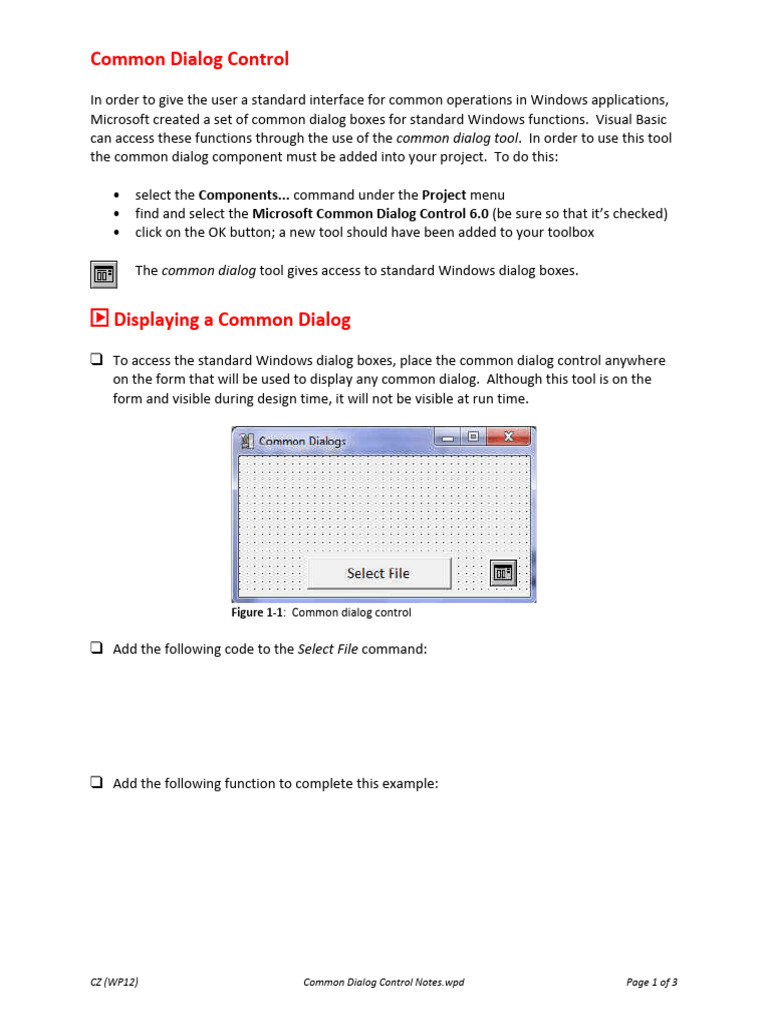 Common Dialog Control Notes | PDF