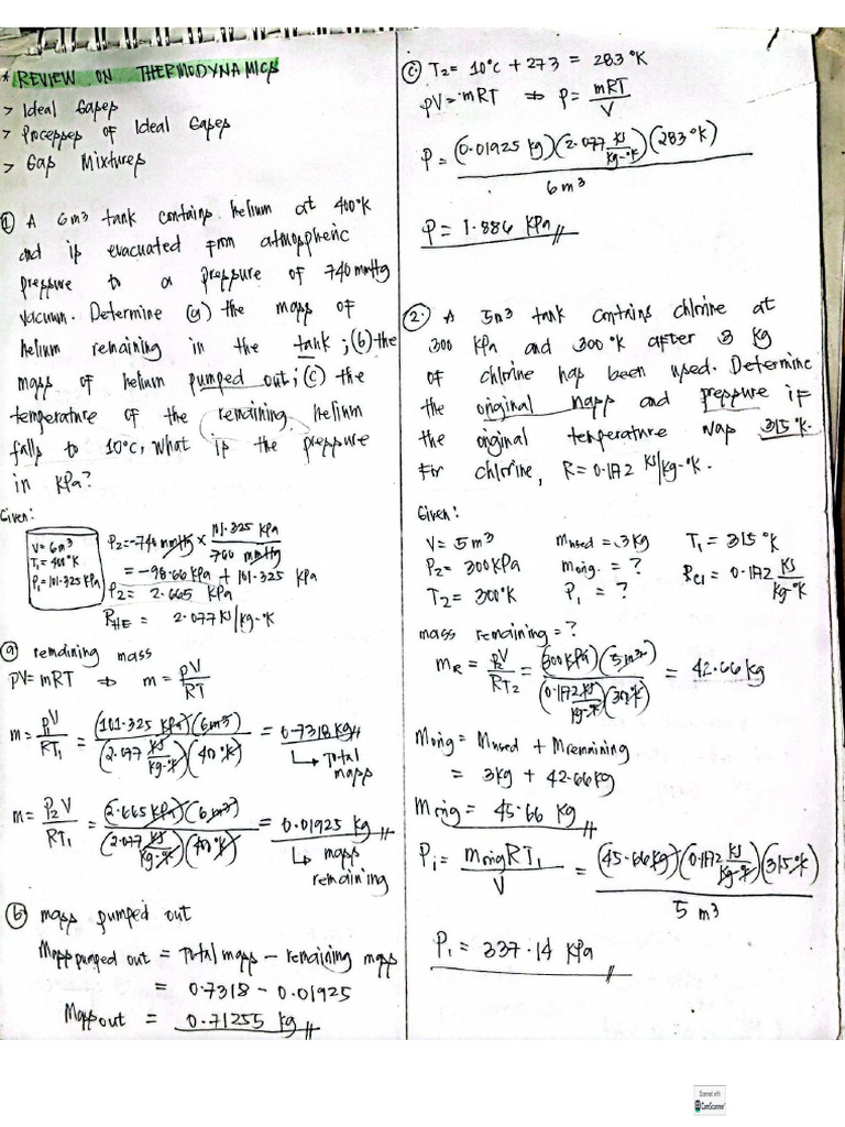 Ideal Gases Processes of Ideal Gases Gas Mixtures Sample Problems | PDF Ideal Gases Processes of Ideal Gases Gas Mixtures Sample Problems | PDF