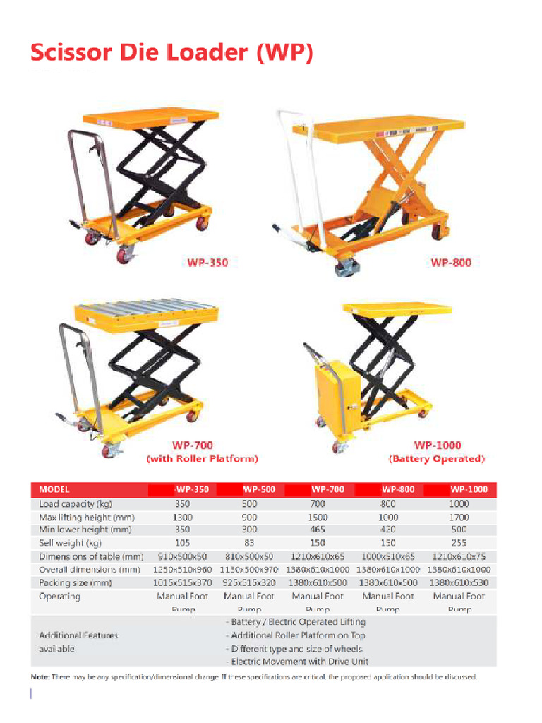 Fip Scissor Lift Table Truck Catalog | PDF