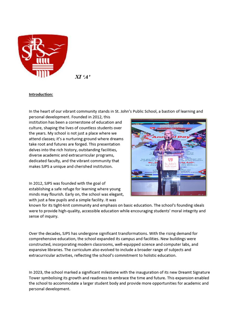 Sjps Foundation Day | PDF