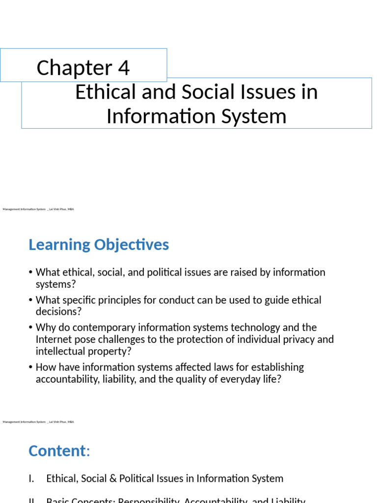 Chapter 4 Ethical and Social Issues in Information System | PDF