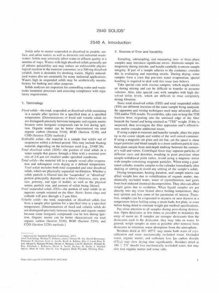 23rd Ed. APHA 4500 H+B (TDS and TSS) | PDF