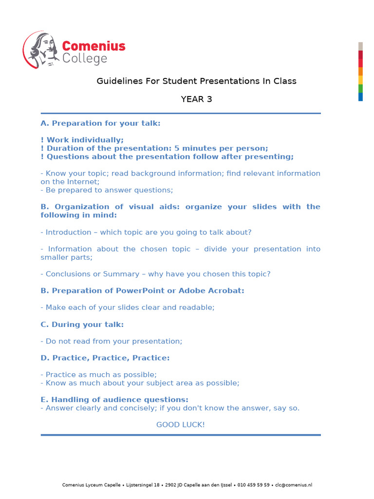 Presentation - Year - 3 - Instructions Comenius | PDF