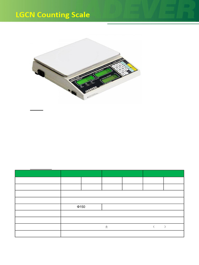 LGCN Counting Scale Features & Specs | PDF