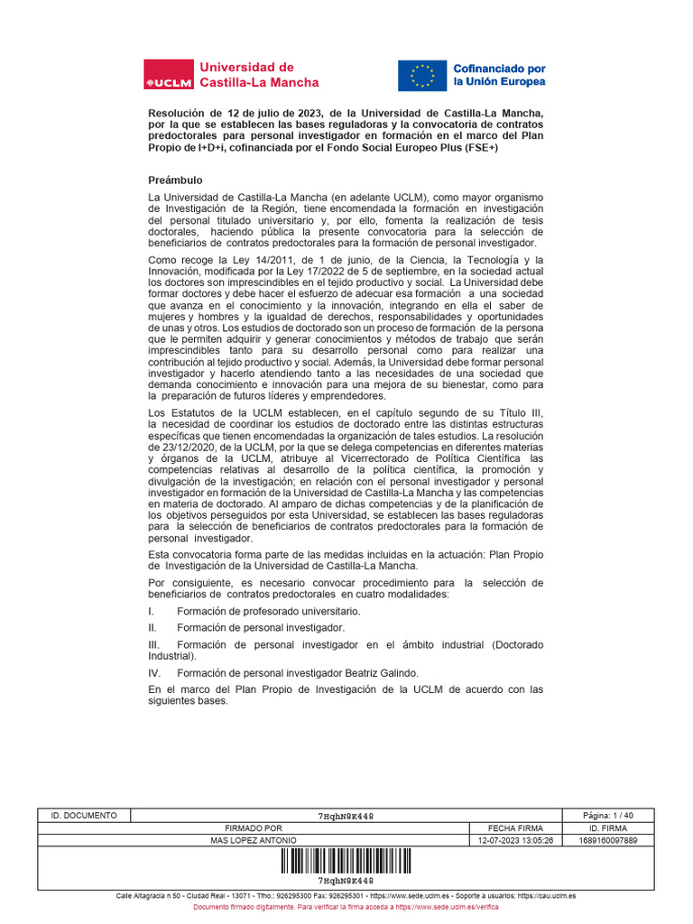 Convocatoria Predoctorales - FPU FPI - 12 07 2023 | PDF