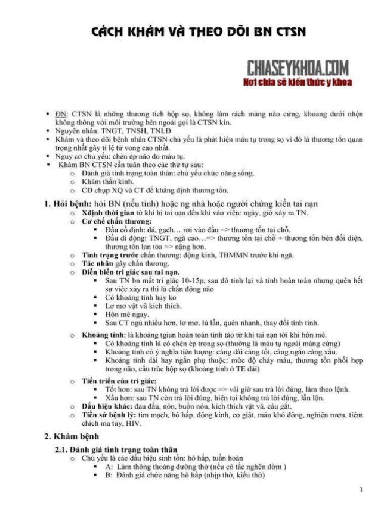 Cach Kham Va Theo Doi Benh Nhan CTSN | PDF