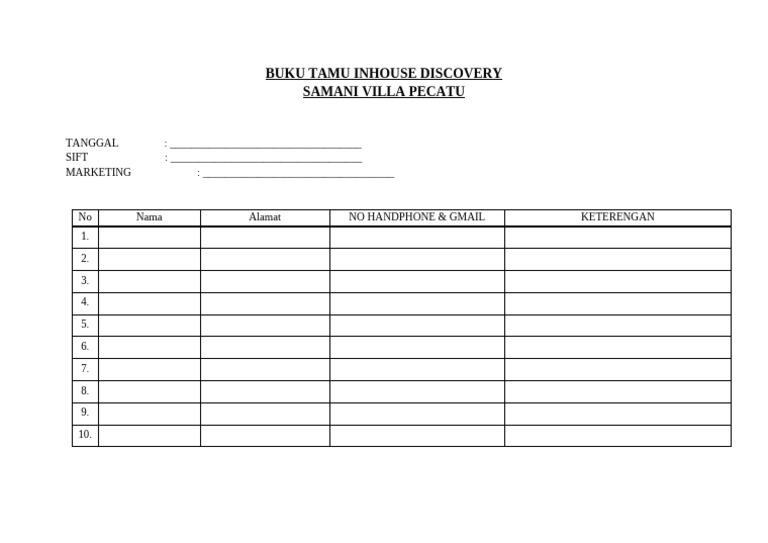 4 Form KKN Buku Tamu | PDF