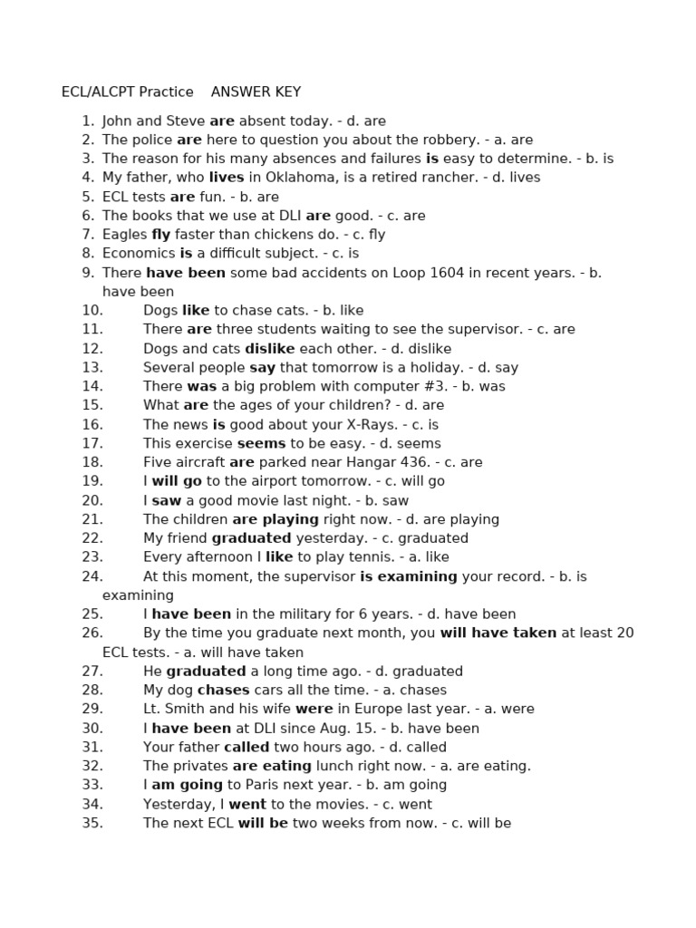 ALCPT Practice ANSWERS | PDF