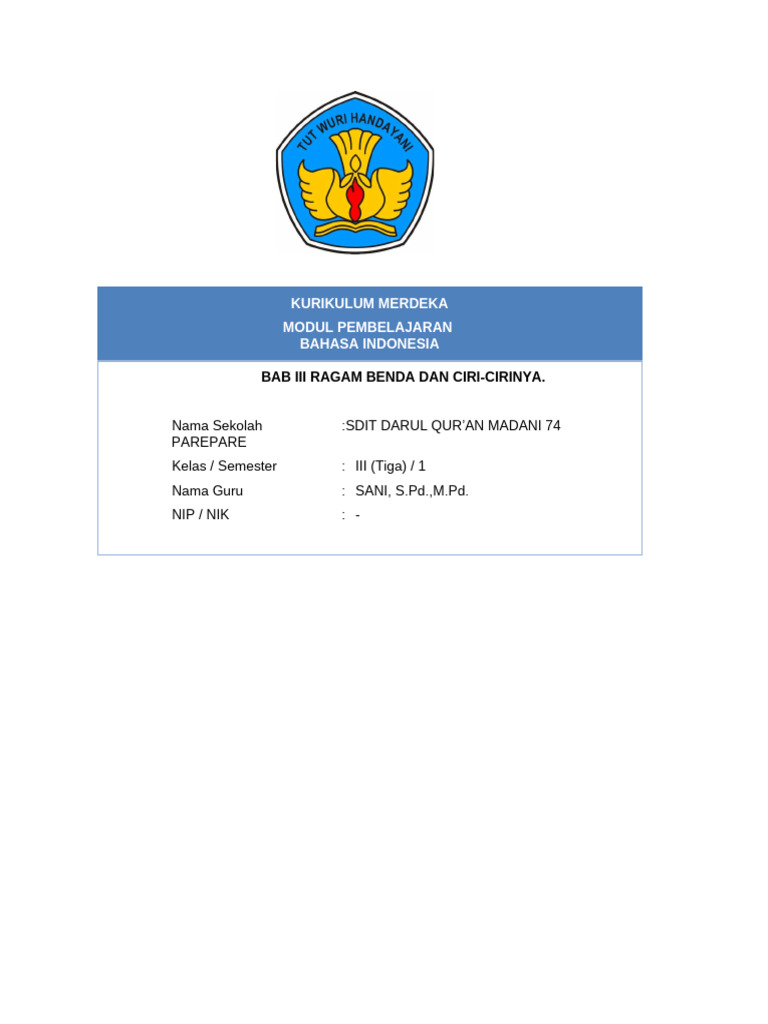 MODUL AJAR Tanda Titik - 7 | PDF