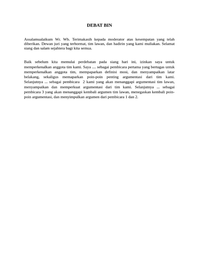 Mosi 4 Debat Bin-1 | PDF