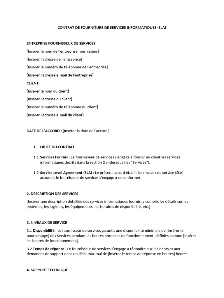 Contrat de Fourniture de Services Informatiques | PDF