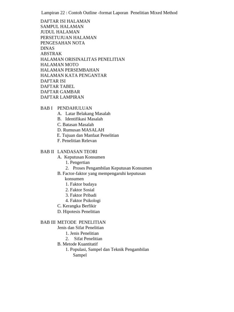 Format PENELITIAN MIXED METHOD Lampiran | PDF Format PENELITIAN MIXED METHOD Lampiran | PDF
