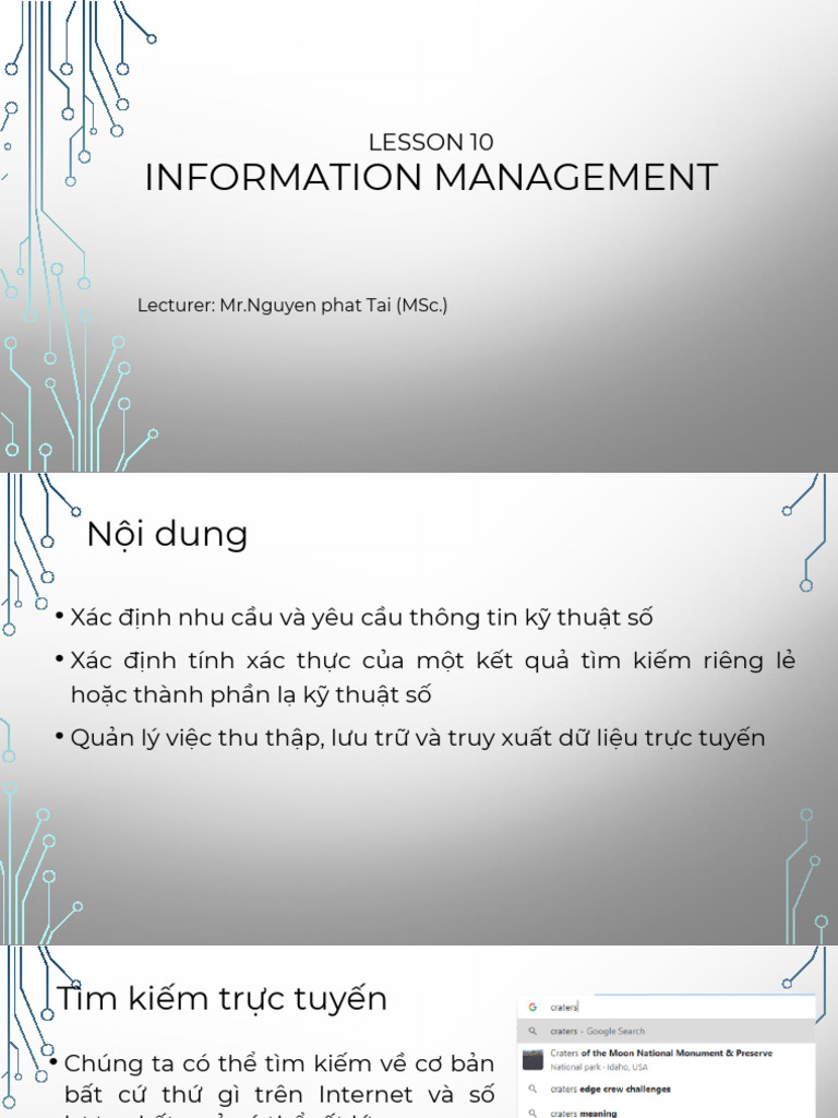 Lesson 10 - Information Management | PDF