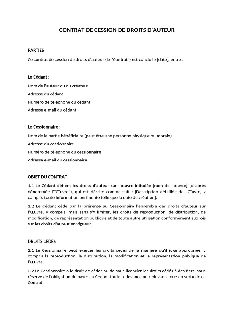 Contrat de Cession de Droits D | PDF
