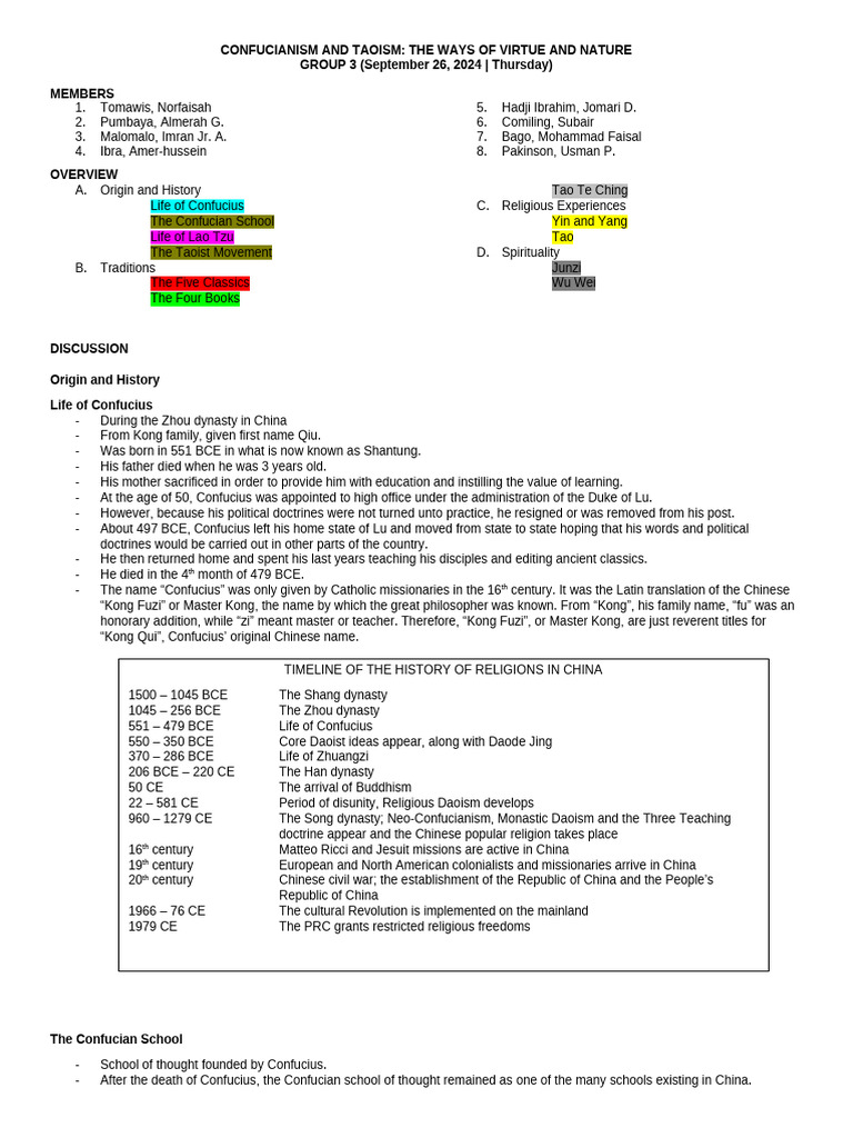 Confucianism and Taoism | PDF