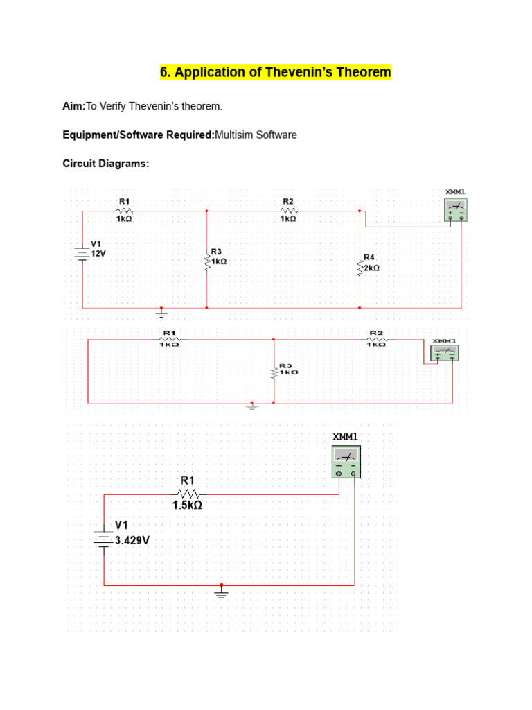 Application of Thevenin's Theorem | PDF