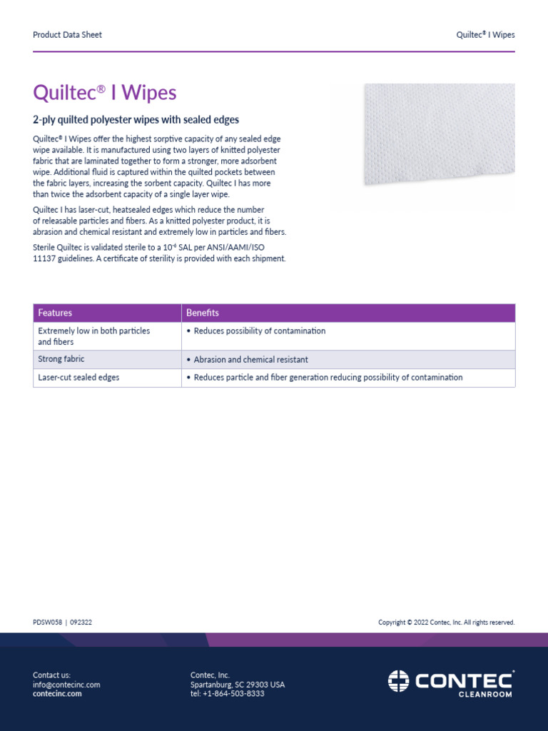 Quiltec I Wipes | PDF
