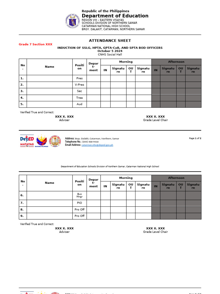 HPTA Attendance | PDF