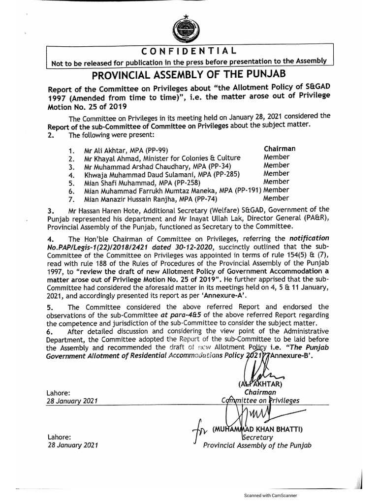 Report Committee Privileges 25 of 2019 | PDF