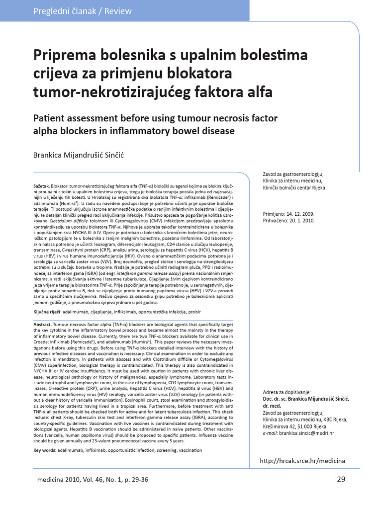 Mijandrusic TNF Blokatori I Upalna Bolest Crijeva | PDF