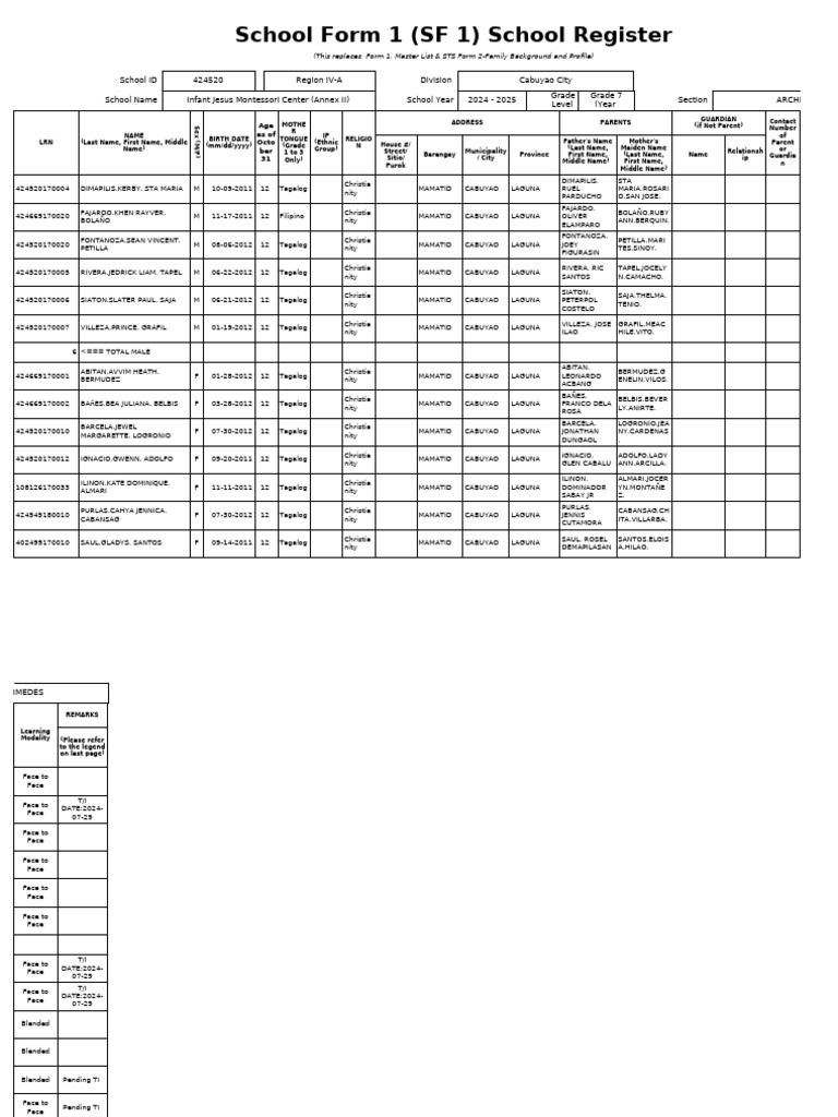 SF1 - 2024 - Grade 7 Year I ARCHIMEDES | PDF
