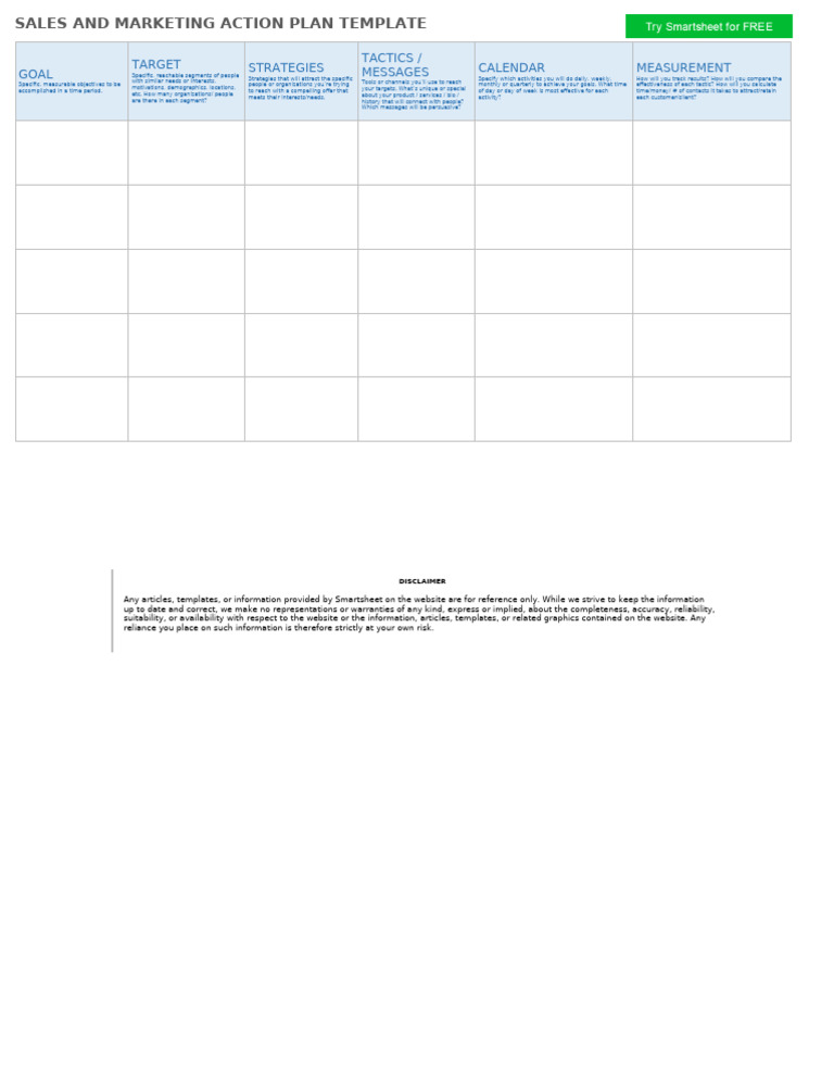 IC Sales and Marketing Action Plan 11676 WORD | PDF