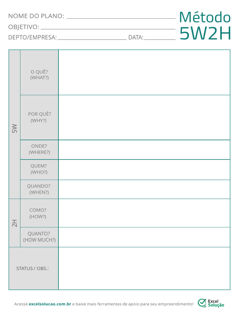 Metodo 5w2h Plano de Acao | PDF