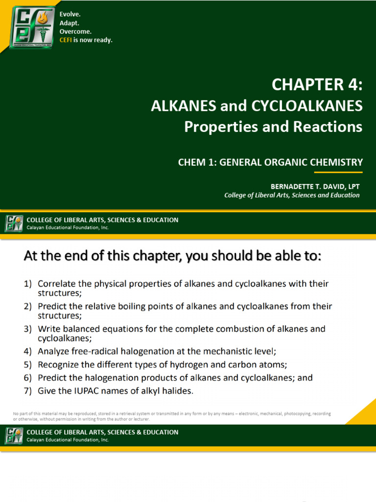 ORG_Chapter 4b_Alkanes and Cycloalkanes-Properties and Reactions (1) | PDF