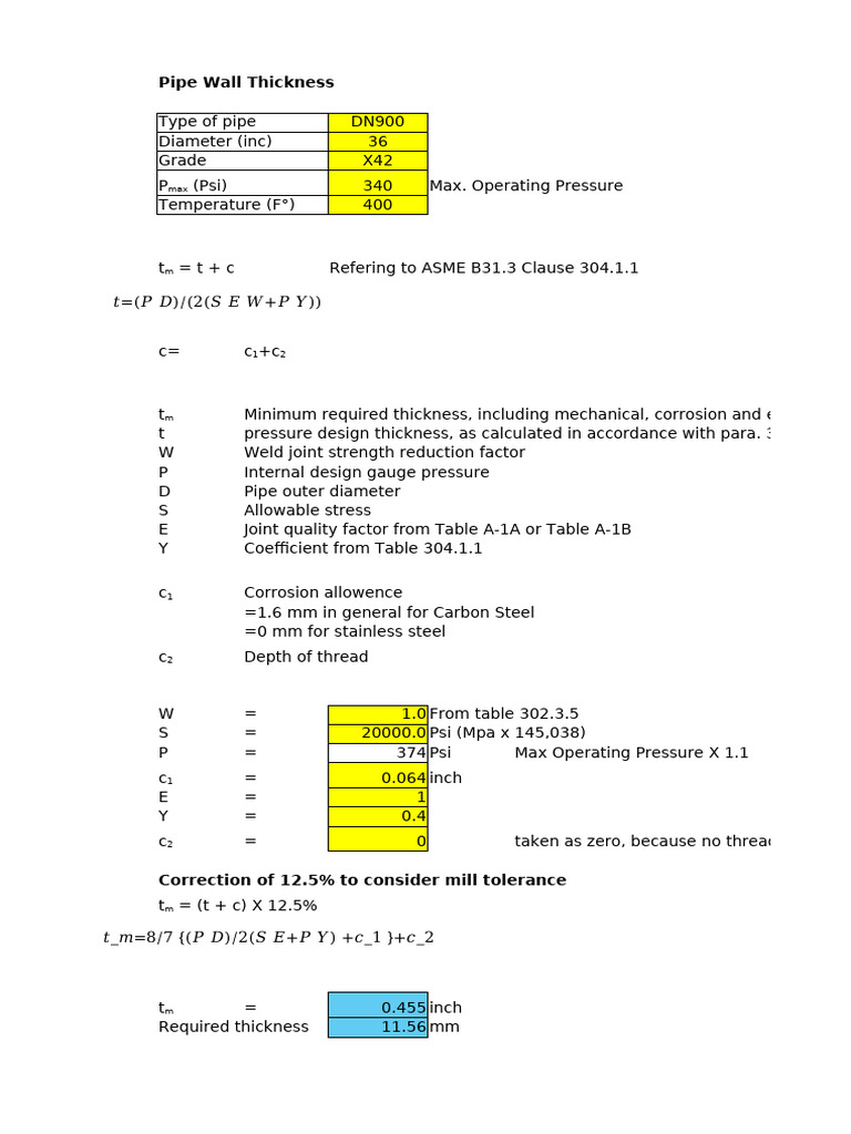 Pipe Wall Thickness | PDF