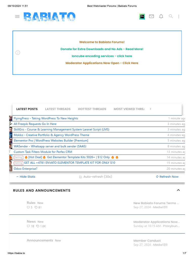 Best Webmaster Forums - Babiato Forums | PDF | Word Press | Internet Forum