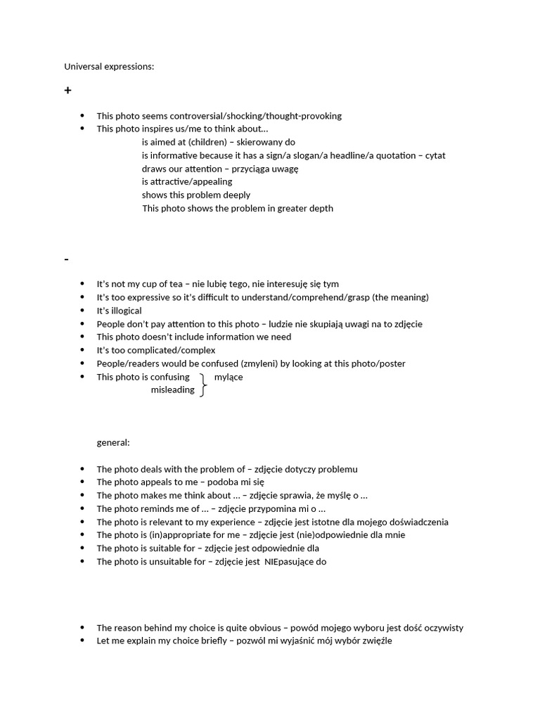 Universal Expressions Matura | PDF