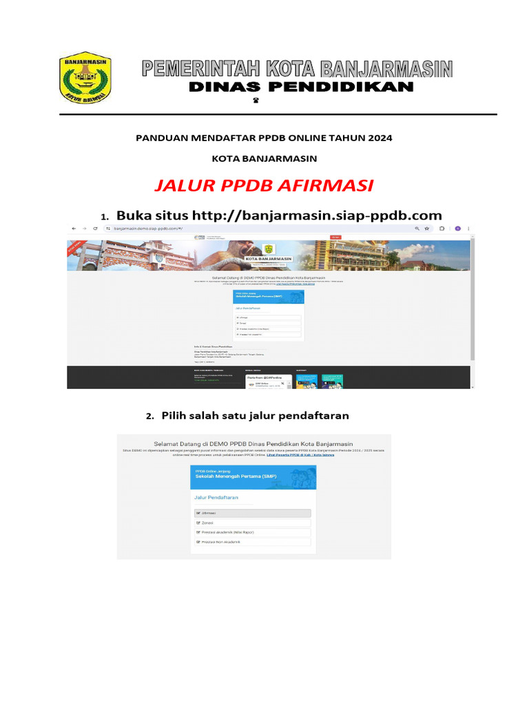 Panduan Daftar PPDB Jalur Afirmasi Tahun 2024 | PDF