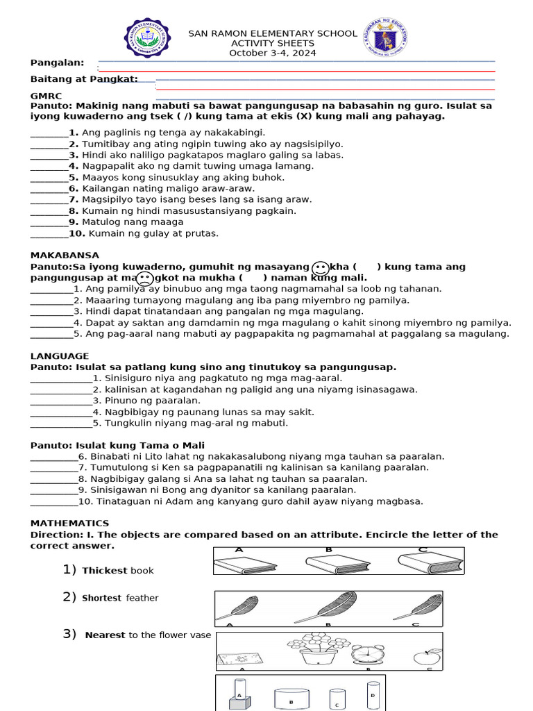 ACTIVITY-SHEETS-OCT-3-4-2024 | PDF