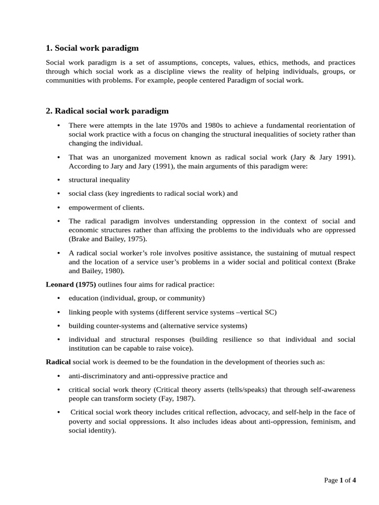 Social Work Paradigm | PDF
